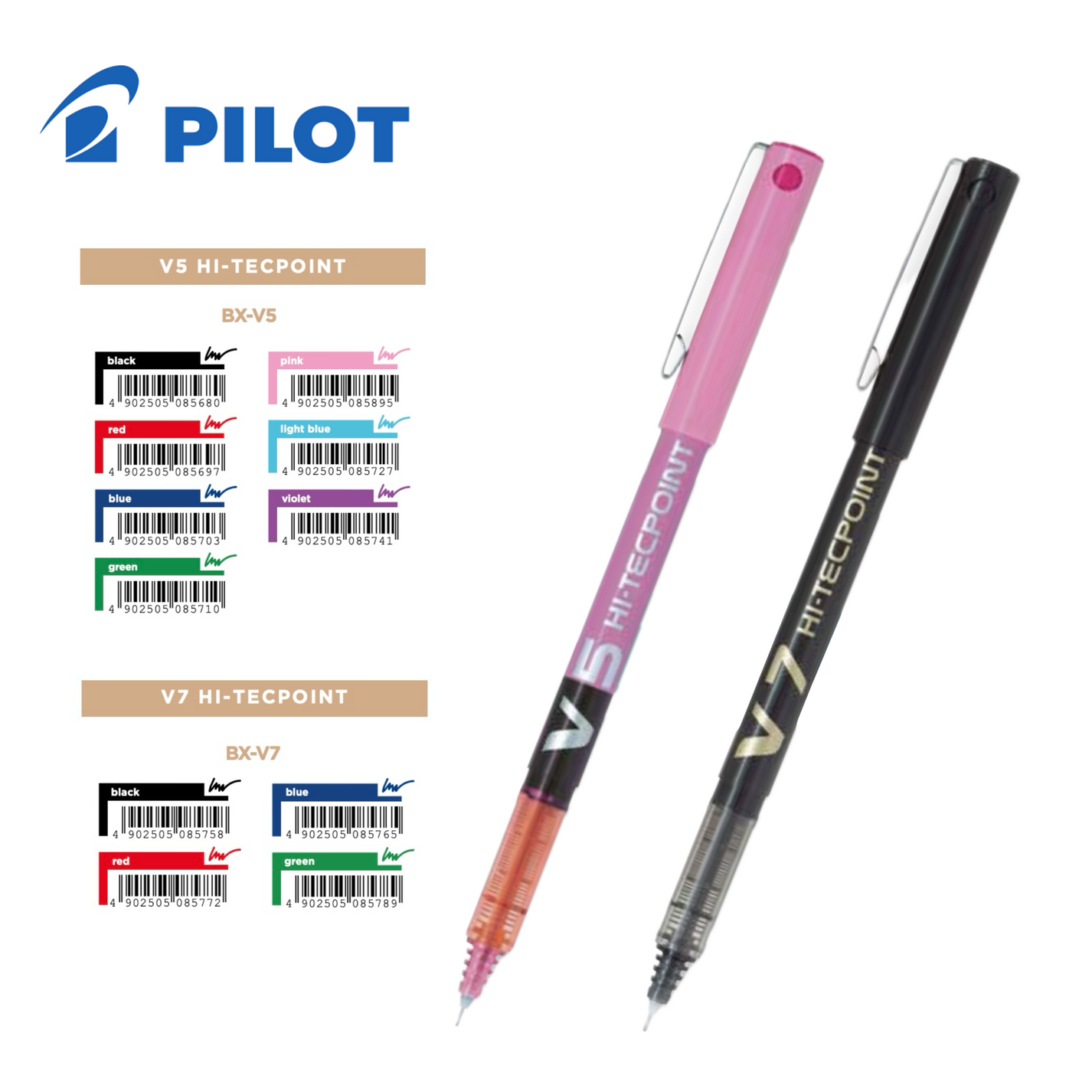 PILOT V5/V7 HI-TECPOINT 墨水筆 Liquid ink pens (0.5/ 0.7mm) – 忠誠公司 Sincere ...